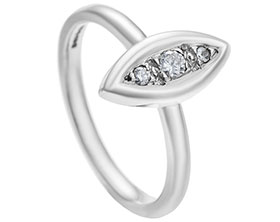 9ct white gold almond shaped diamond pave dress ring