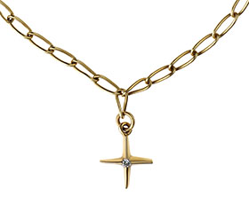 9 carat yellow gold 1.5mm H-I PK1 diamond star charm bracelet