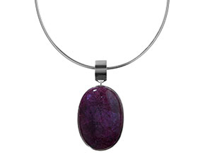 Sterling silver oval cut cabochon ruby matrix pendant