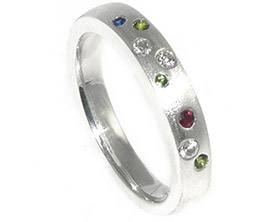 Bespoke sterling silver scatter set engagement ring