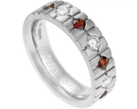 Jen's Castle Set Diamond and Garnet Wedding Band