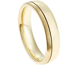 9 Carat Yellow Gold Courting Profile Wedding Ring with Mixed Finishes