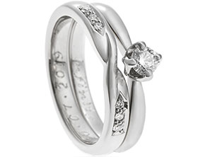 Katie's Mobius Twist Wedding Ring with Thread and Grain Set Diamonds