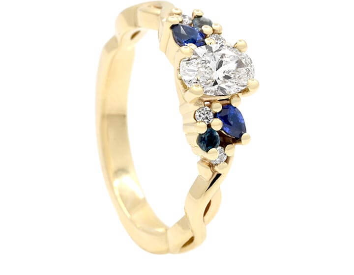 Ariadna's Diamond and Blue Scatter Engagement Ring