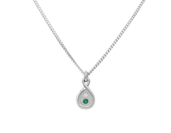 Pear Grain Set Diamond and Emerald Necklace