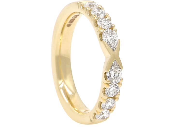 Bespoke Pinch Wedding Ring with Diamonds
