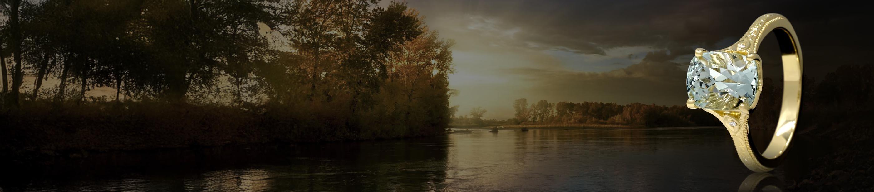 Sunset River Inspired Engagement Ring with Beryl